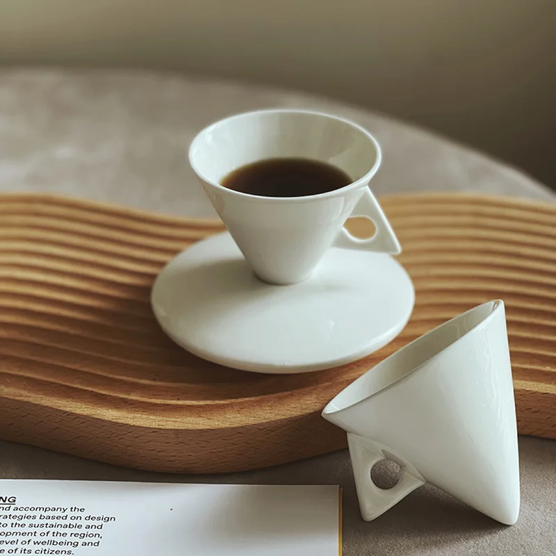 Conical-Coffee-Cup-Saucer-Bone-China-Creative-Coffee-Cup-Ceramic ...