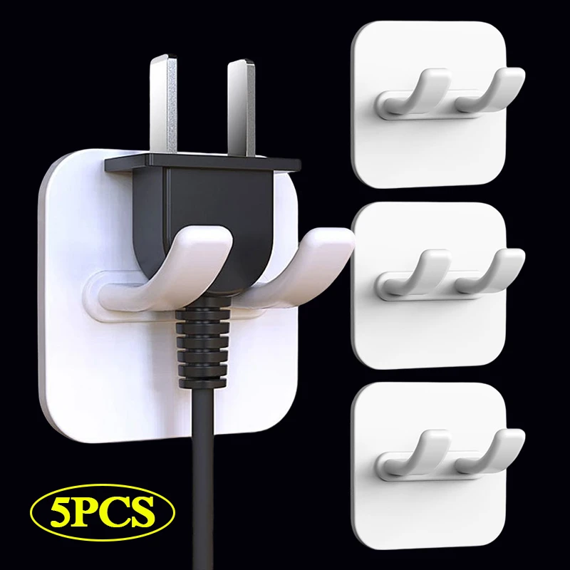 5Pcs/Pack Wall Storage Hook Punch-free Power Plug Socket Holder Kitchen ...