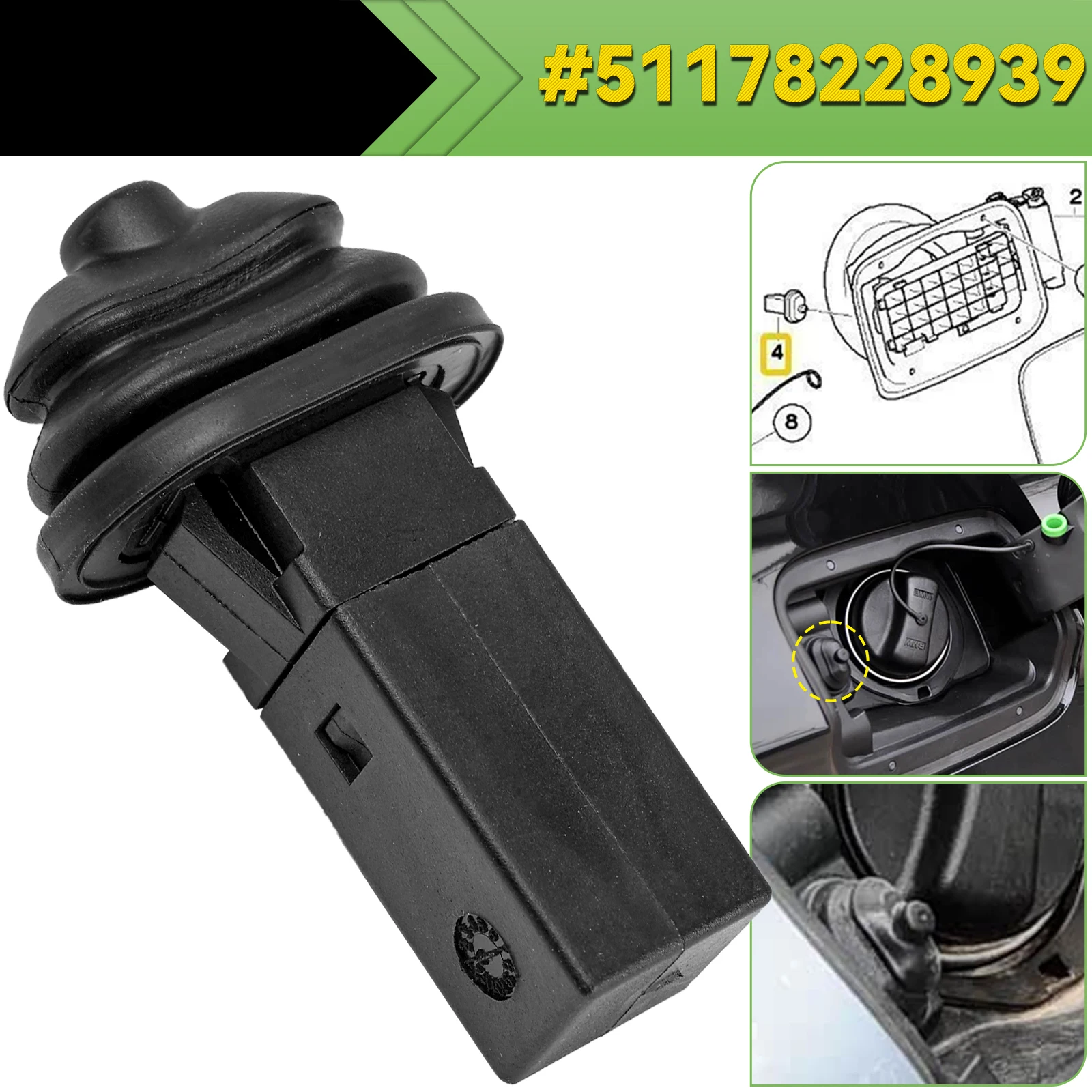 51178228939 Fuel Door Tank Gas Cap Cover Ejector w/ Buffer Car For BMW ...