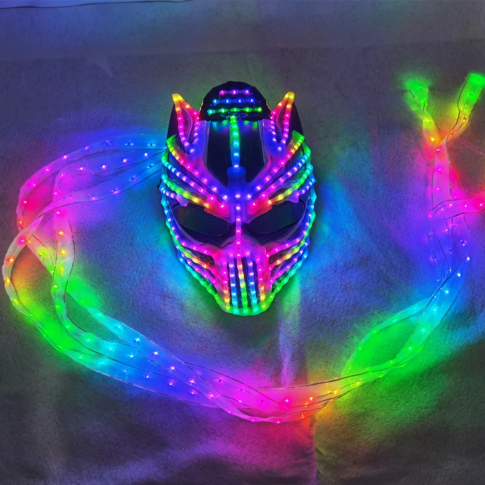 Female LED Helmet Monster Luminous Hat Light Illusion Cat Woman Black ...