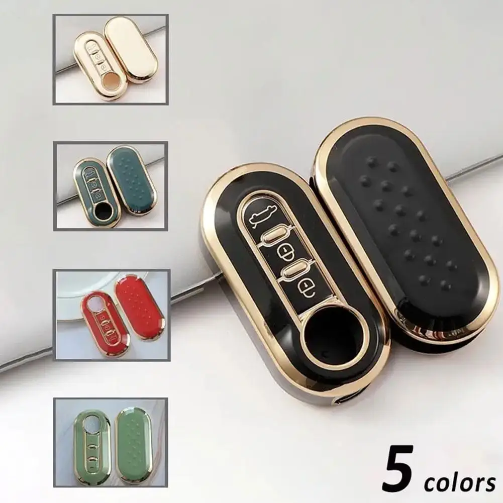 Promotion-3-Buttons-TPU-Gold-Edge-Car-Flip-Key-Case-Cover-For-Fiat ...