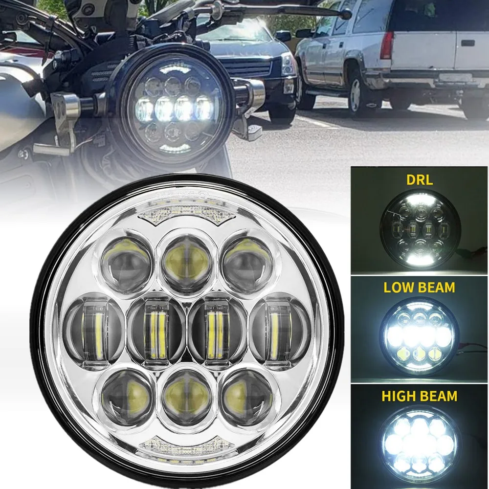 80W 5.75Inch Motorcycle LED Headlight 5 3/4'' Round Hi Low Beam ...