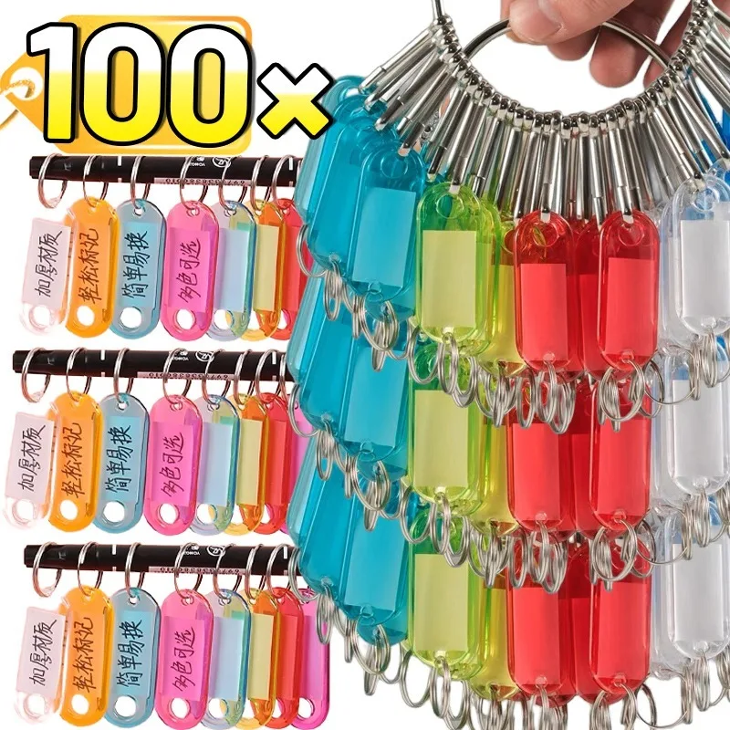 5-100Pcs-Colorful-Clear-Plastic-Key-Tag-for-DIY-ID-Label-Tags-Luggage ...