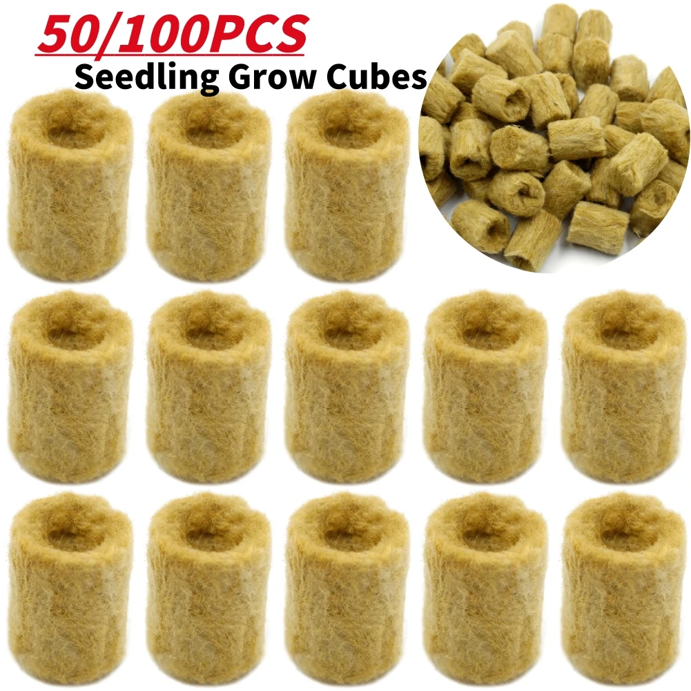 50-100pcs-Single-Hole-Grow-Media-Plug-Starter-Cubes-Rock-Wool-Plant ...
