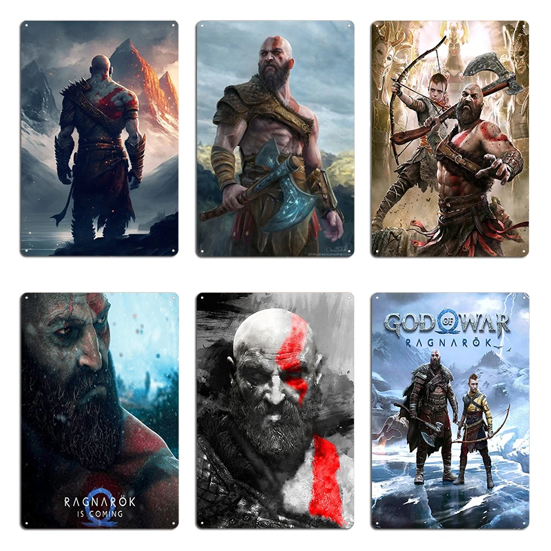 God Of War Kratos Metal Sign Plates Home Cinema Garage Printing God Of ...