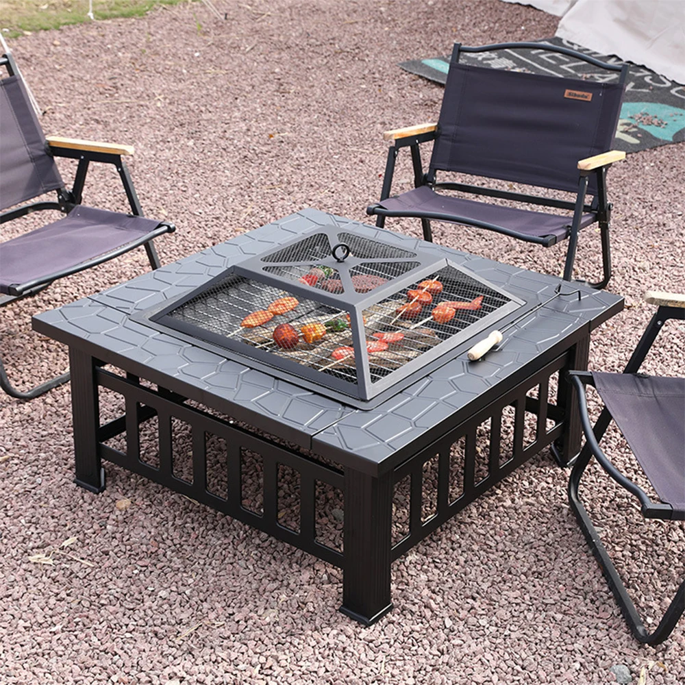 Outdoor-Barbecue-Grill-Charcoal-BBQ-Tool-Fire-Pit-Square-Courtyard ...