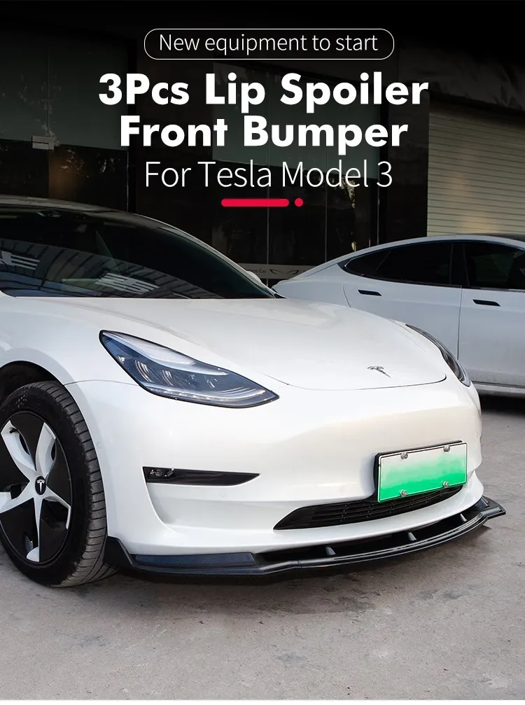 Anti-Collision-Car-Front-Bumper-Lip-Body-For-Tesla-Model-3-2018-2020 ...