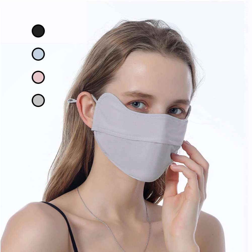 Summer UV Sun Protection Cycling Ice Silk Face Mask Adjustable ...
