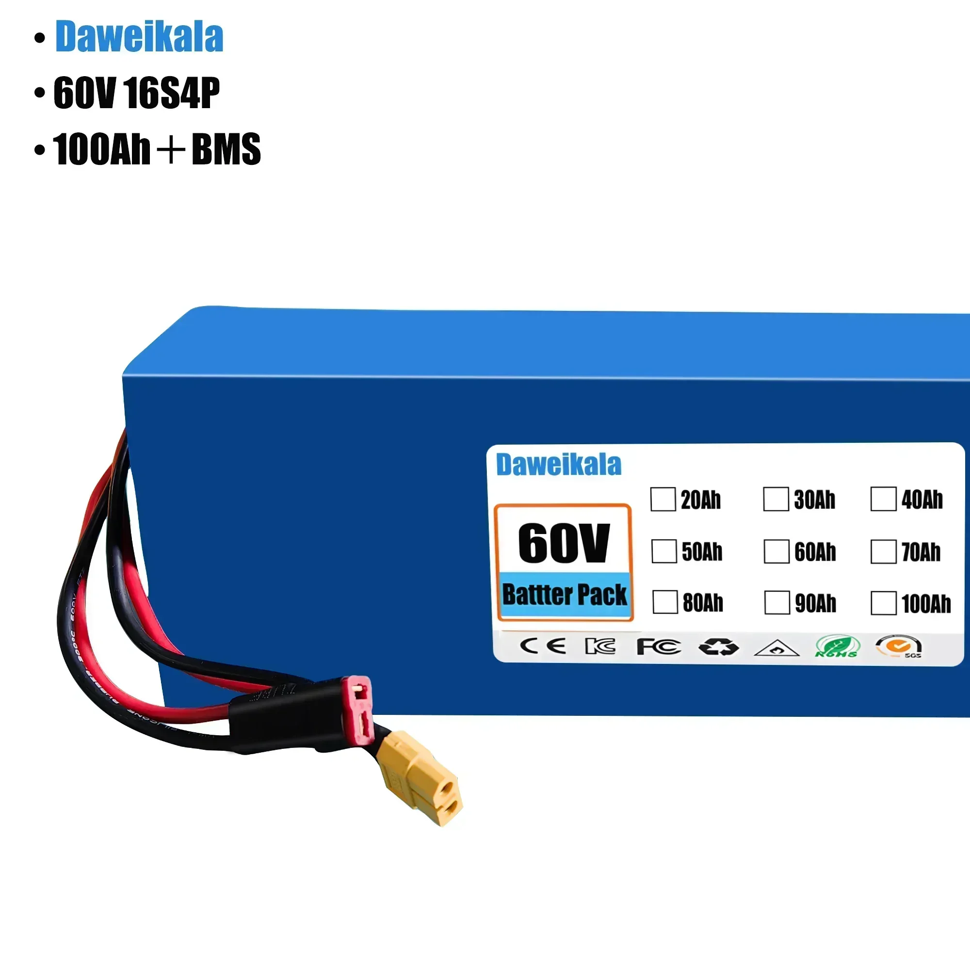 Аккумулятор DAWEIKALA 60V 100Ah 16s4p | AliExpress