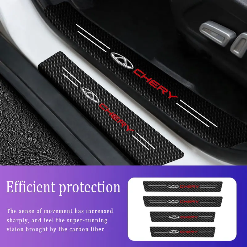 Car Door Threshold Scuff Plate Carbon Fiber Sill Protector Stickers For ...