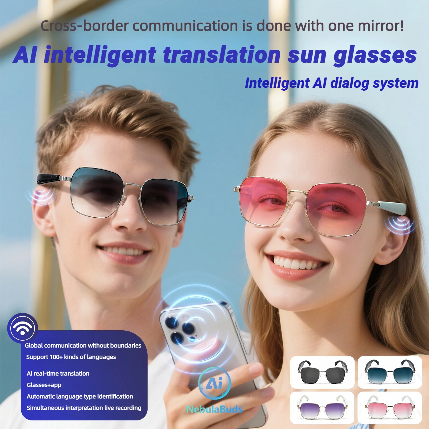 CLLOIO AI Smart Bluetooth Glasses Progressive Prescription Sunglasses ...