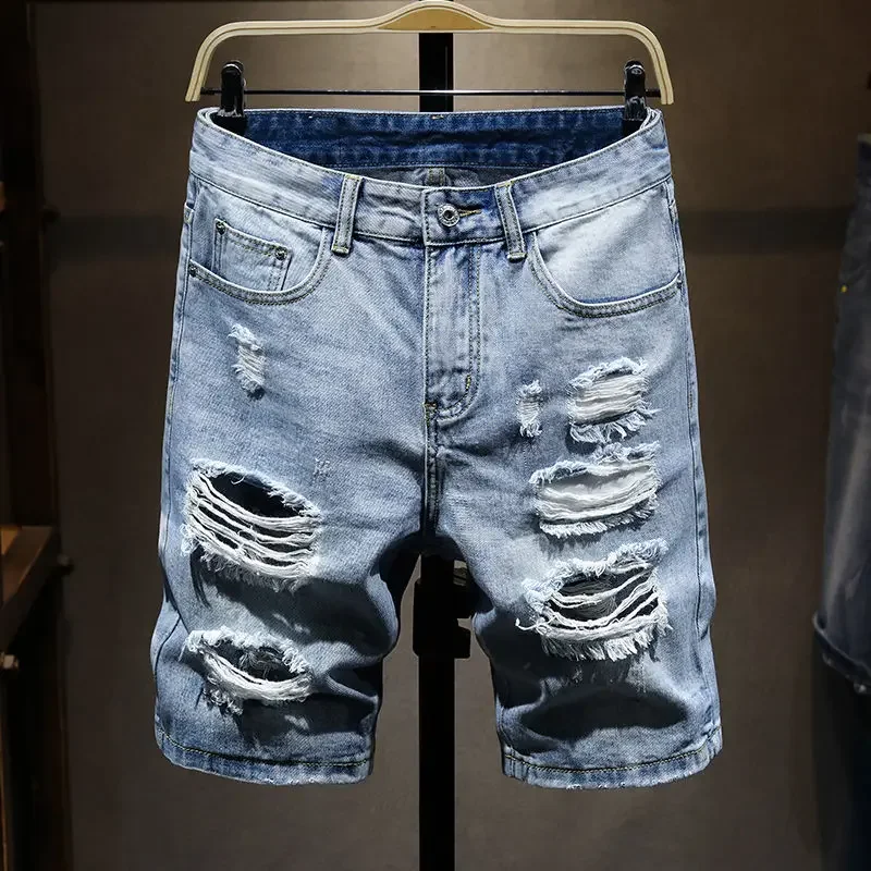Male-Denim-Shorts-Ripped-Straight-with-Pockets-Xl-Men-s-Short-Jeans ...