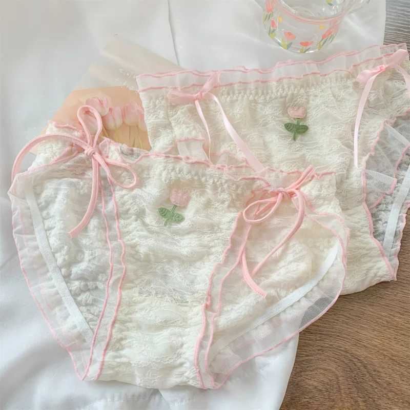 Women Mesh Transparent Lacing Embroidery Sexy Underwear Cute Lovely ...