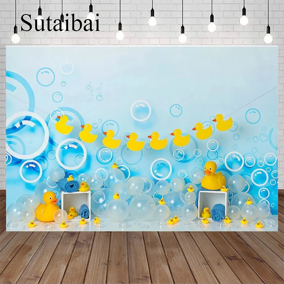 Duck-Happy-Birthday-Backdrop-for-Photography-Blue-Water-Gold-Crown ...