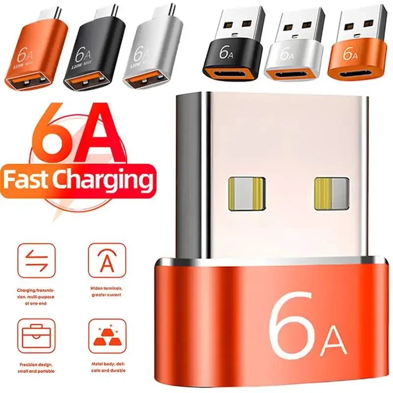 1-6PCS-USB-Type-C-Female-To-USB-A-Male-Adapter-OTG-Converter-Mobile ...