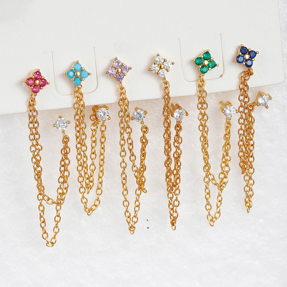New Arrival Double Tassel Chains Hanging Earrings for Women Stainless ...