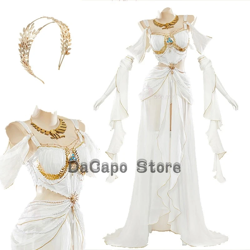 Goddess White Long Dress Priestess Costume Cosplay Outfits Dancer ...
