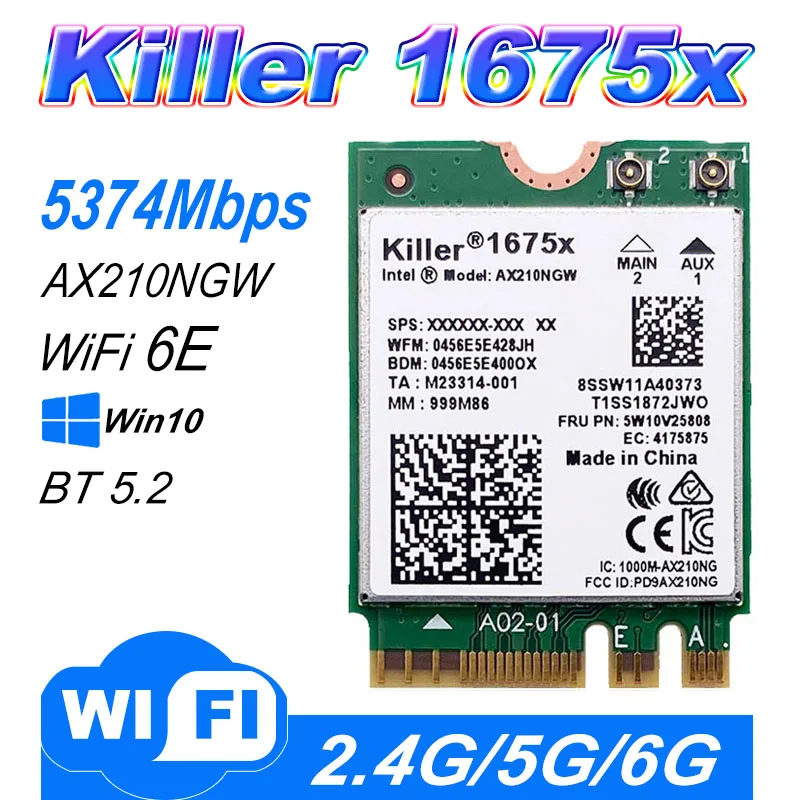 Killer-1675x-AC-Dual-Band-2-4Gbps-WI-FI-6E-Wireless-AX210-Wifi-Card ...