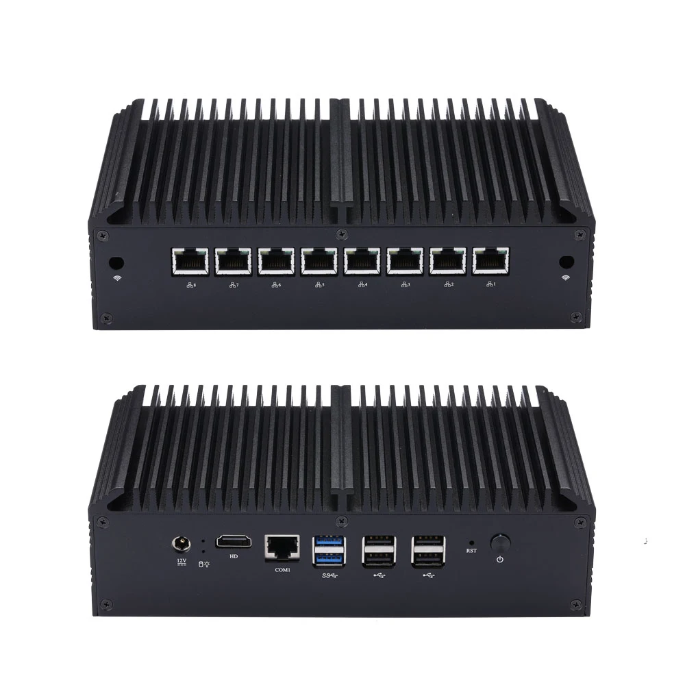 Qotom Fanless Mini PC Core i3 i5 i7 Q300GE with 8 Lan Gateway Firewall ...