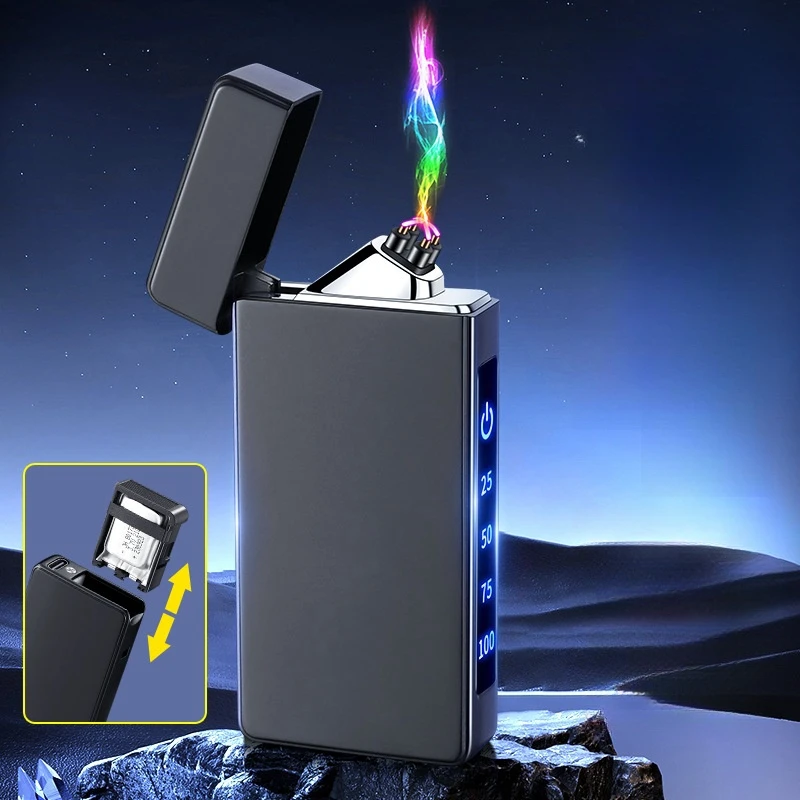 Double-Arc-Lighter-Innovative-Replaceable-Battery-Type-C-Fast-Charging ...