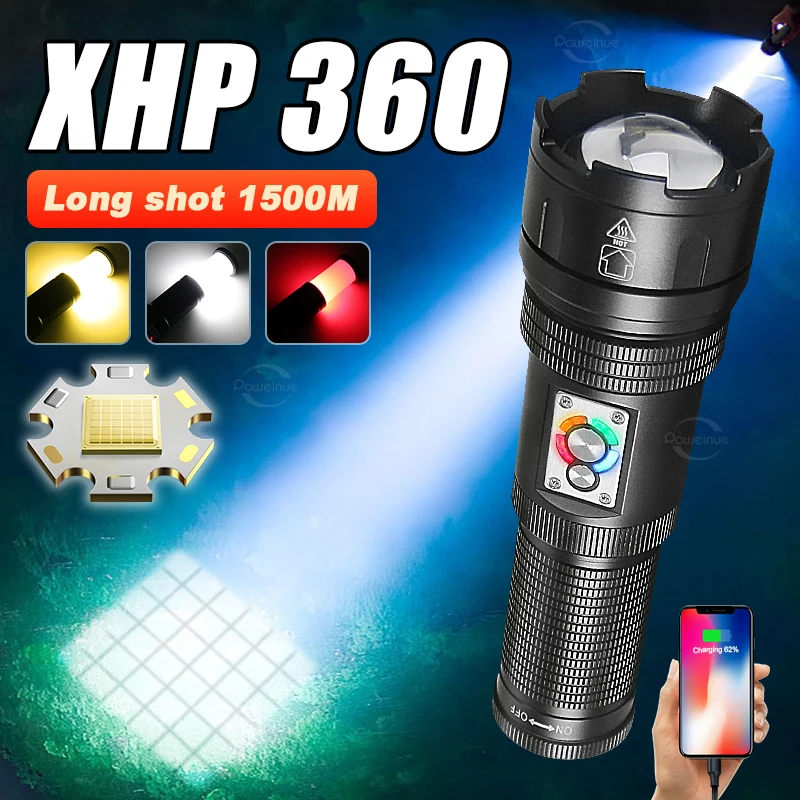 New-Upgrade-XHP360-Flashlight-Super-Powerful-Torch-Light-XHP90-High ...