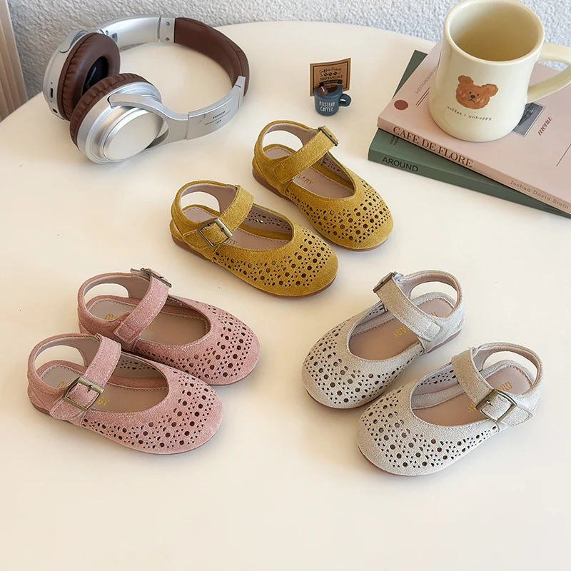 2025 New Girl's Casual Sandals Hollow Out Round Toe Shallow Daily Kid's ...
