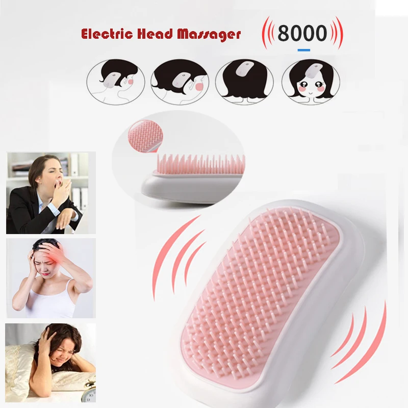 Electric Head Massager Scalp Vibration Brush Hair Massager Comb Anxiety ...