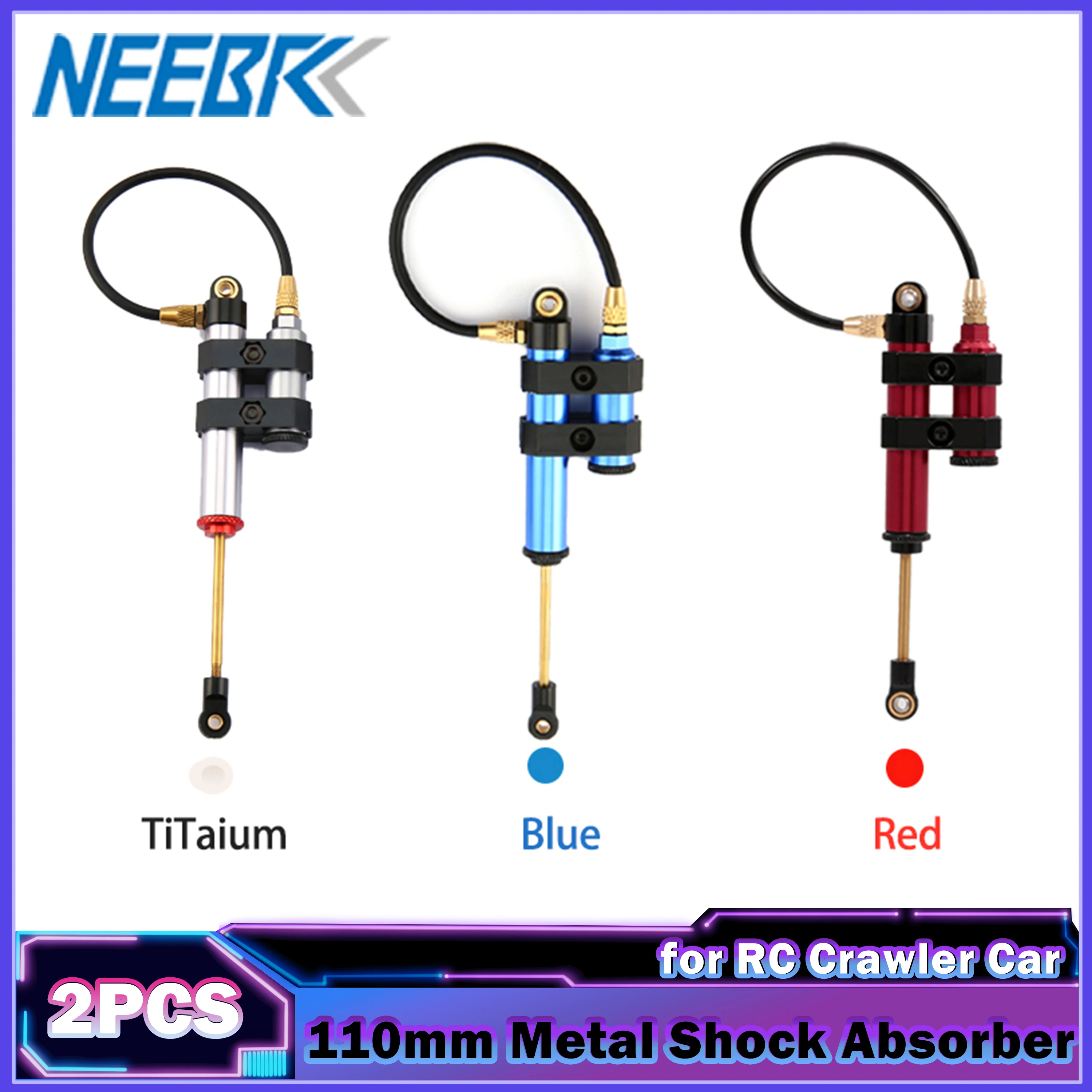 2PCS-110mm-Adjustable-Piggyback-Damper-Gun-Shock-Absorber-for-Traxxas ...