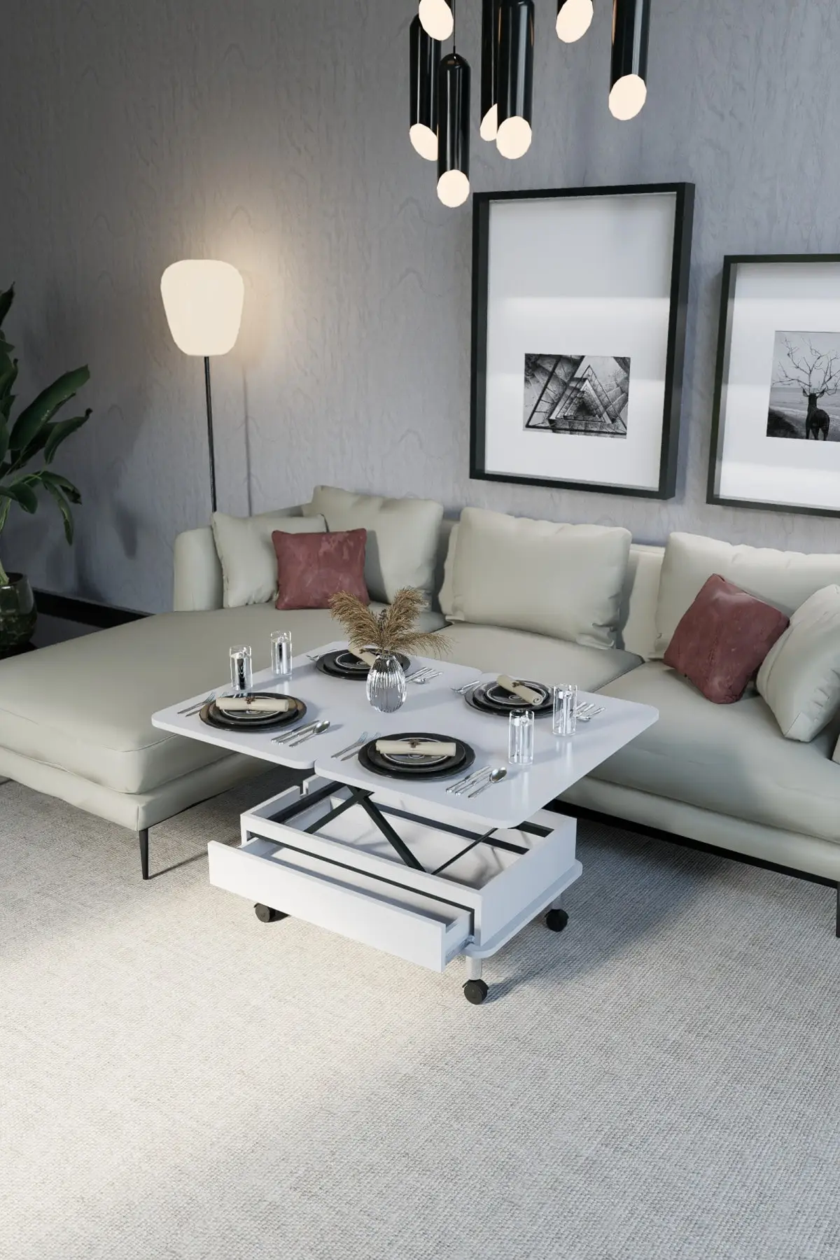 Журнальный столик с ящиками белый - 92 фото