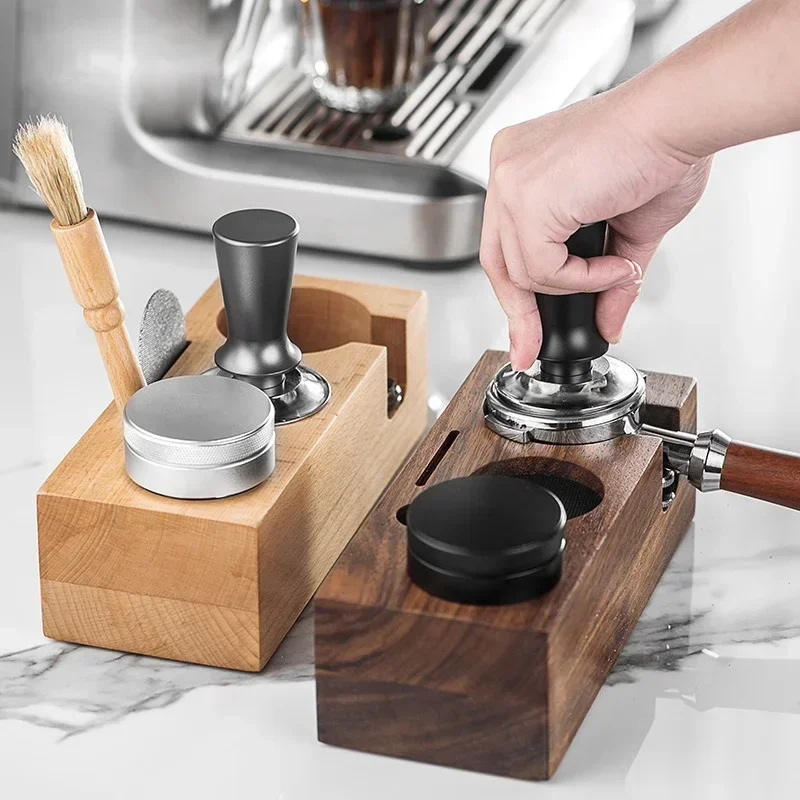 51/53/58mm Wooden Coffee Tamper Station Holder Non-slip Coffee Handle ...