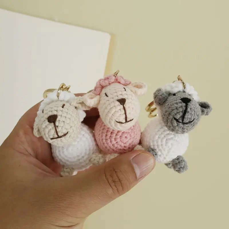 Cute Sheep Crochet Keychains Creative Knitting Alpaca Keychain For Bag ...