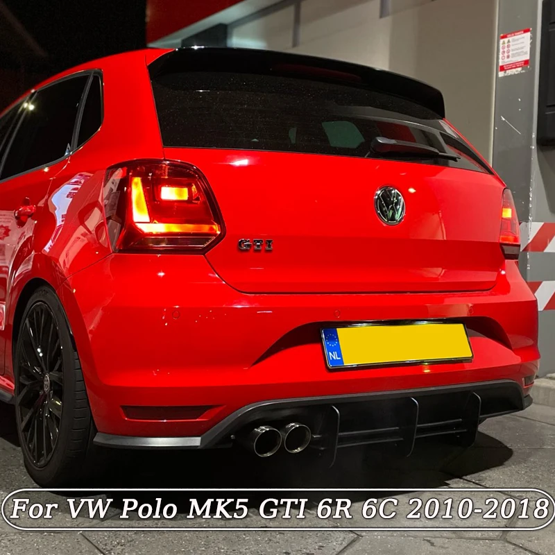 For Vw Polo Mk5 Gti 6r 6c Two/four Door Facelift 2010-2018 Car Rear Bumper Diffuser Spoiler ...