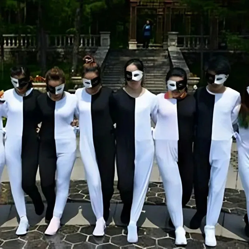 Optical Illusion Black & White Onesie Two-Piece Dance Costume for Adult ...
