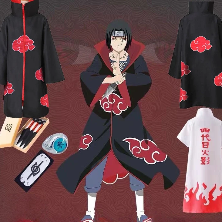 Naruto Akatsuki Tobi Uchiha Obito Robe Cloak Coat Resin Mask Cosplay ...