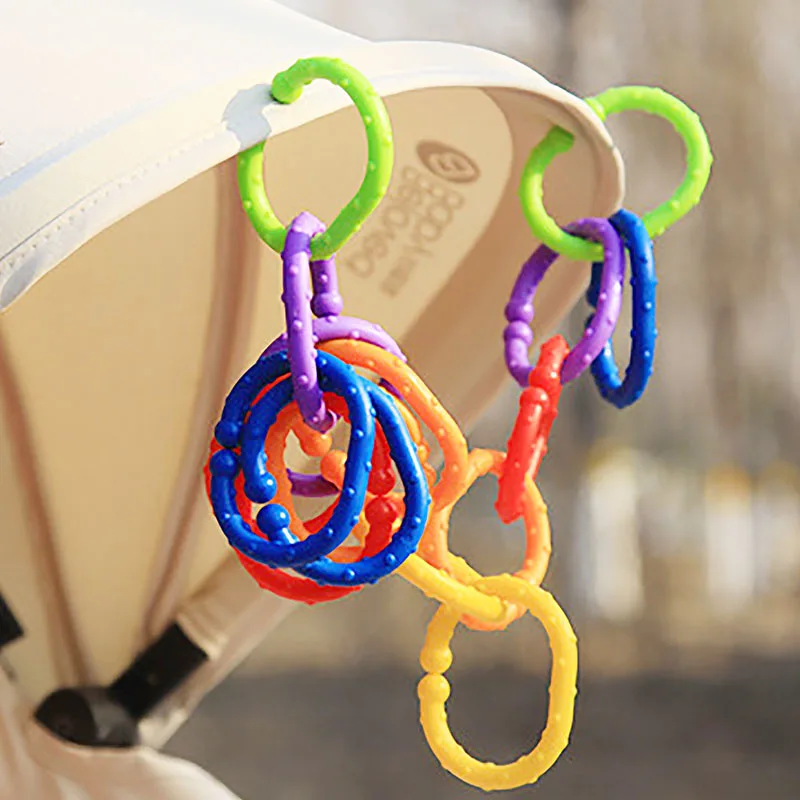 10-24Pcs-lot-Baby-Teether-Toys-Baby-Rattle-Colorful-Rainbow-Rings-Crib-Bed-Stroller-Hanging ...