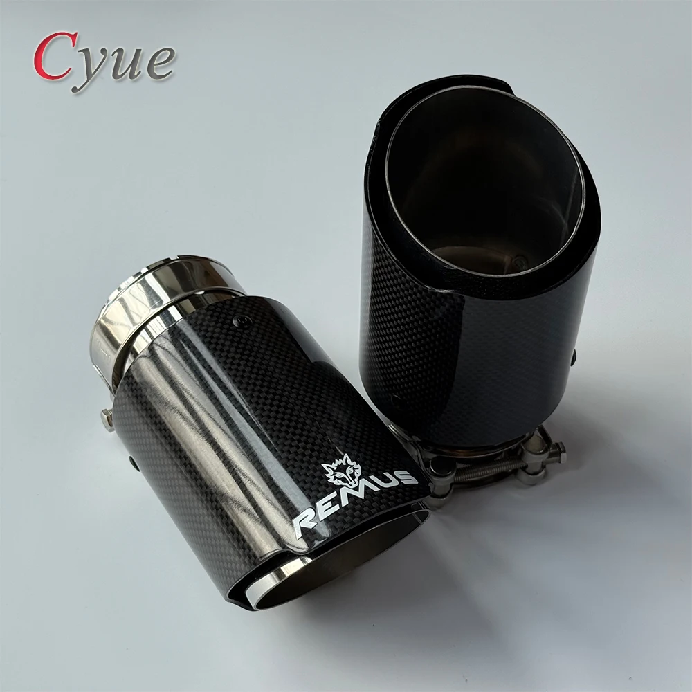 1Piece High Quality Car Single Exhaust Tips Glossy Carbon Fiber Tail ...