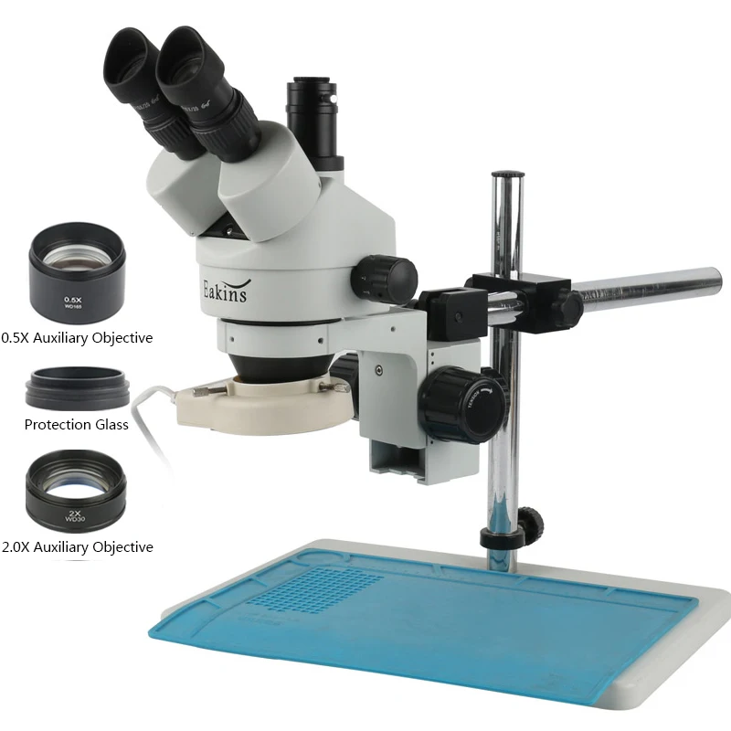 3.5x-90x Continuous Zoom Trinocular Stereo Microscope Set 0.5x 1x 2x ...
