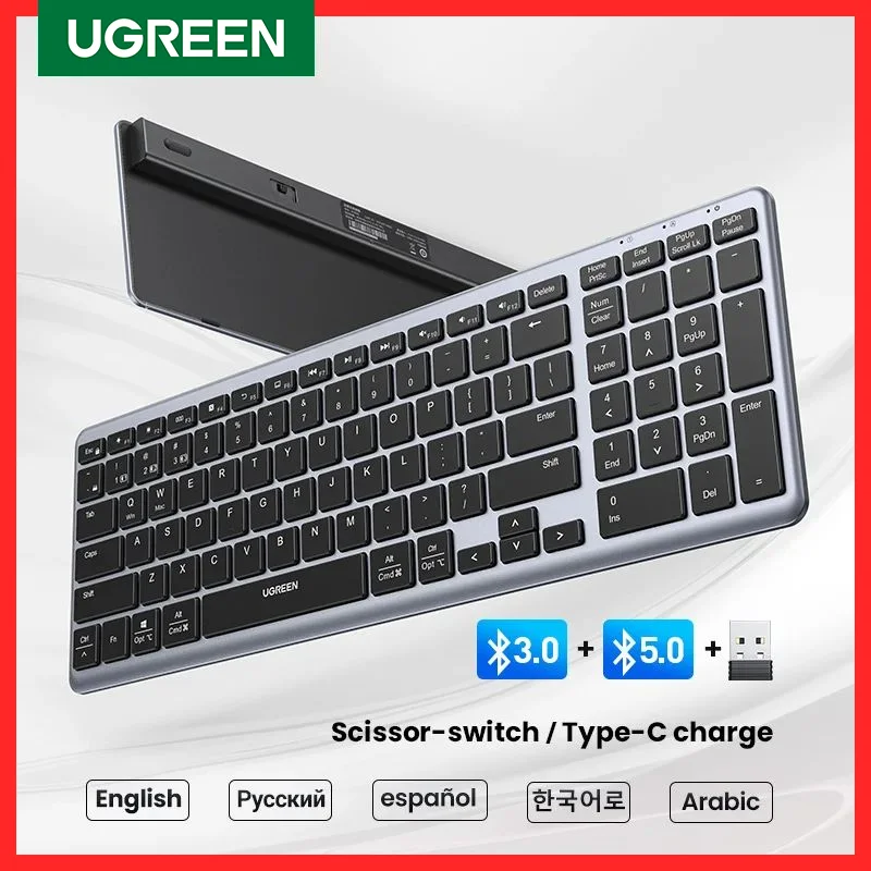 UGREEN-Keyboard-Wireless-Bluetooth-5-0-2-4G-Russian-Korean-EN-99 ...