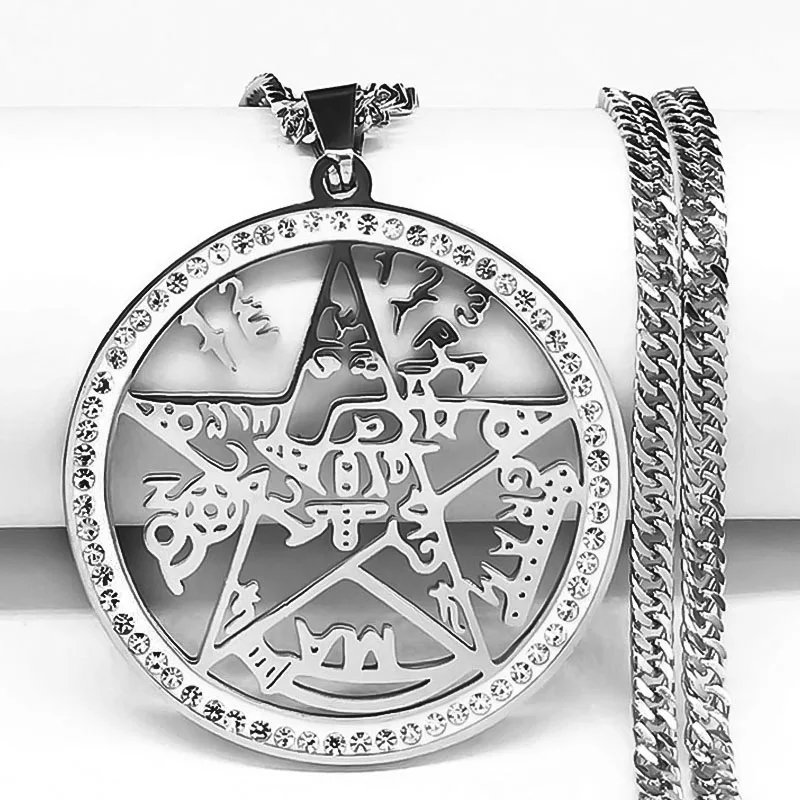 Witchcraft Crystal Pentagram Tetragrammaton Necklace Women Men ...