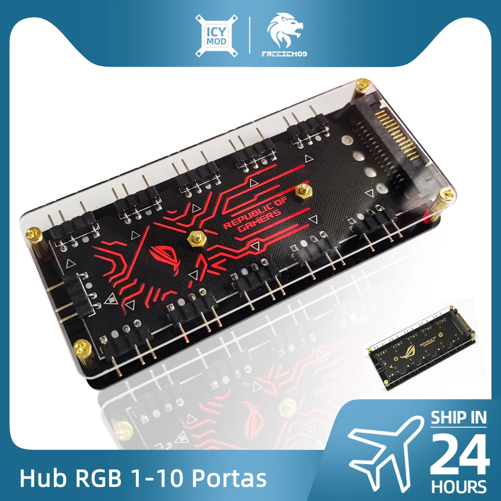 Rog Rgb Hub 1-10 Portas 1-6 Divisor 5v3 Controlador Sata Fonte De ...