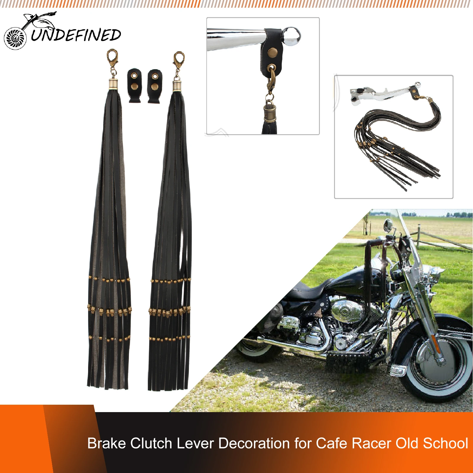 Motorcycle Brake Clutch Lever PU Leather Cover Skull Rivet Tassel ...