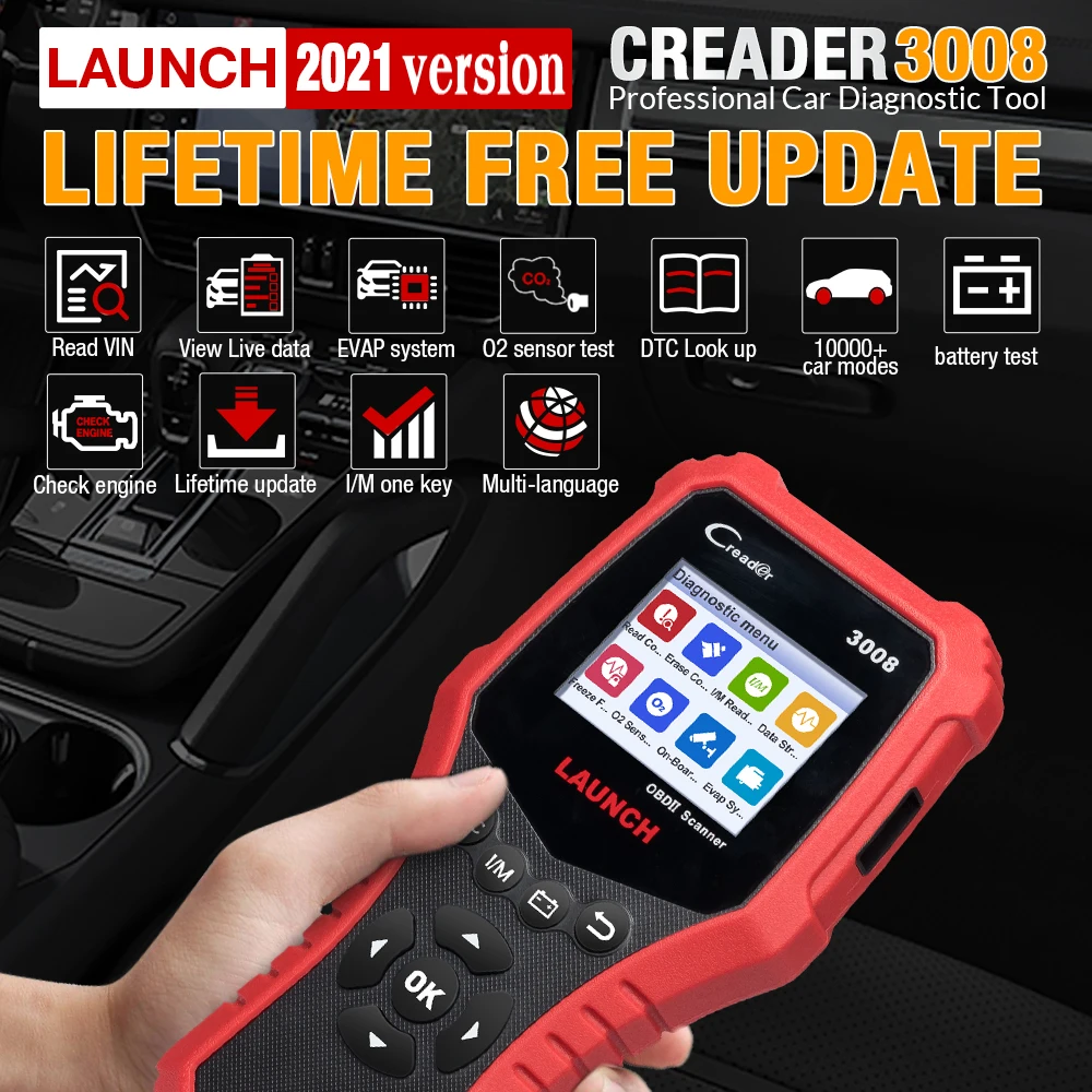 LAUNCH CR3008 obd2 code reader scanner life time free update creader ...