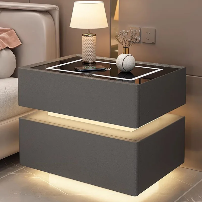 Led-Light-Nightstand-Bedside-Modern-Storage-Drawers-Nordic-Night-Table ...