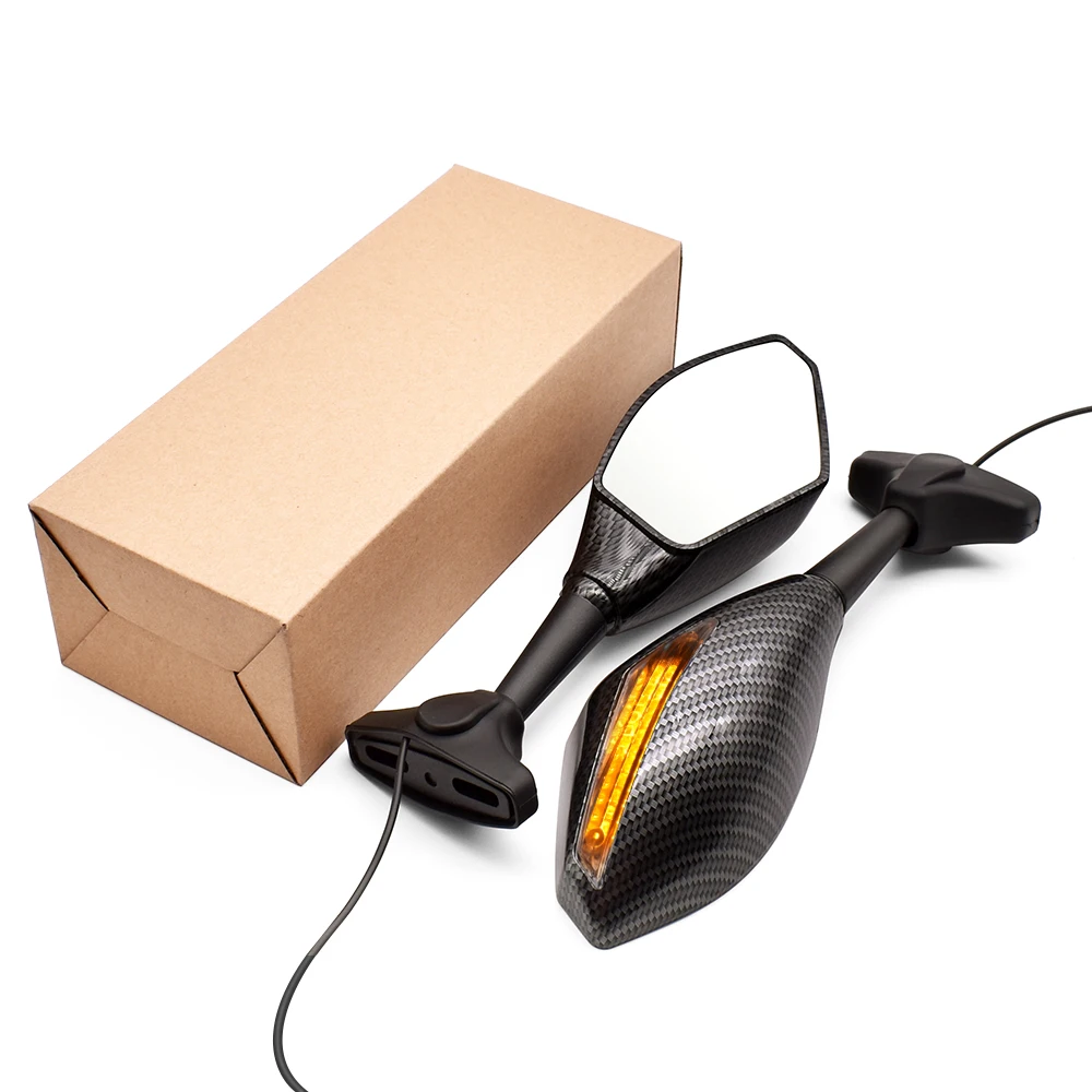 Motorcycle Mirror Motorbike Rearview Black Carbon Fiber Side Mirrors ...