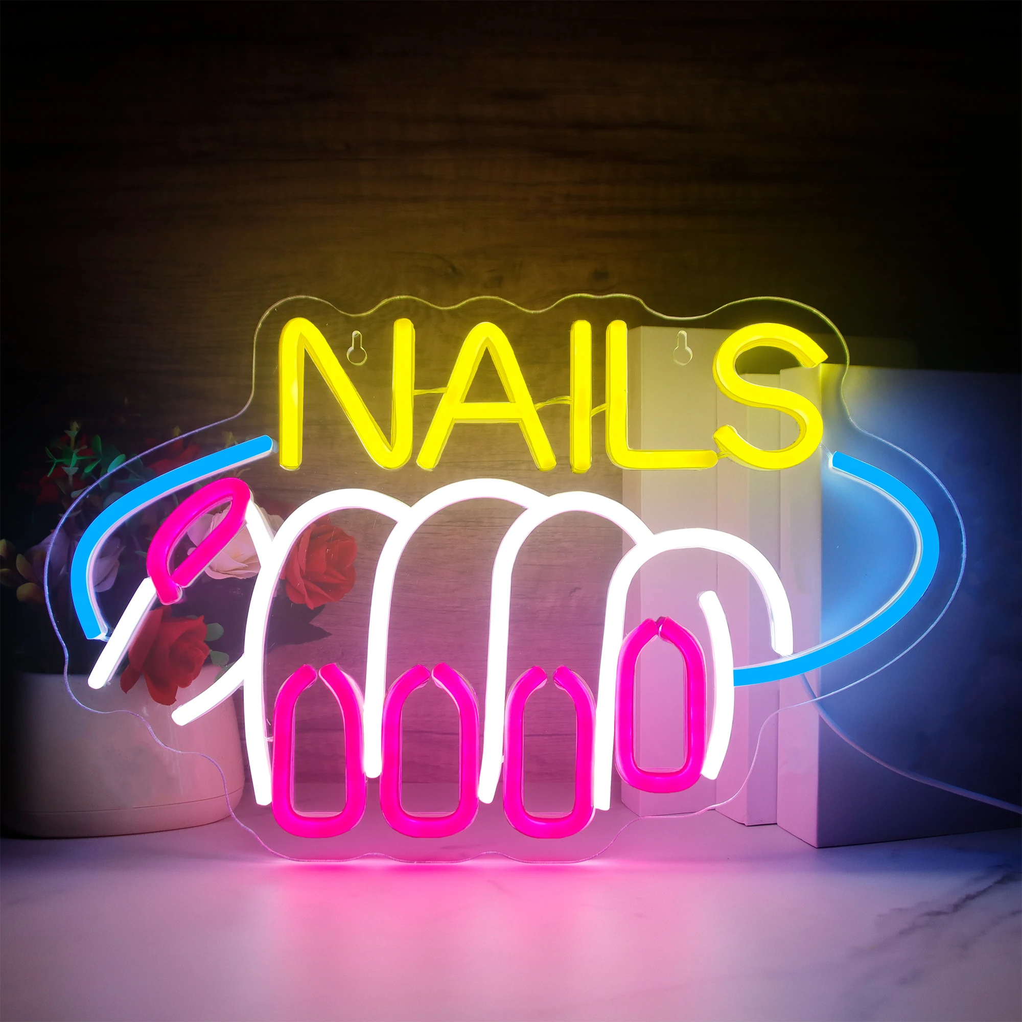 Nails-Neon-Signs-LED-Neon-Lights-Signs-Nail-Polish-Light-Up-for-Wall ...