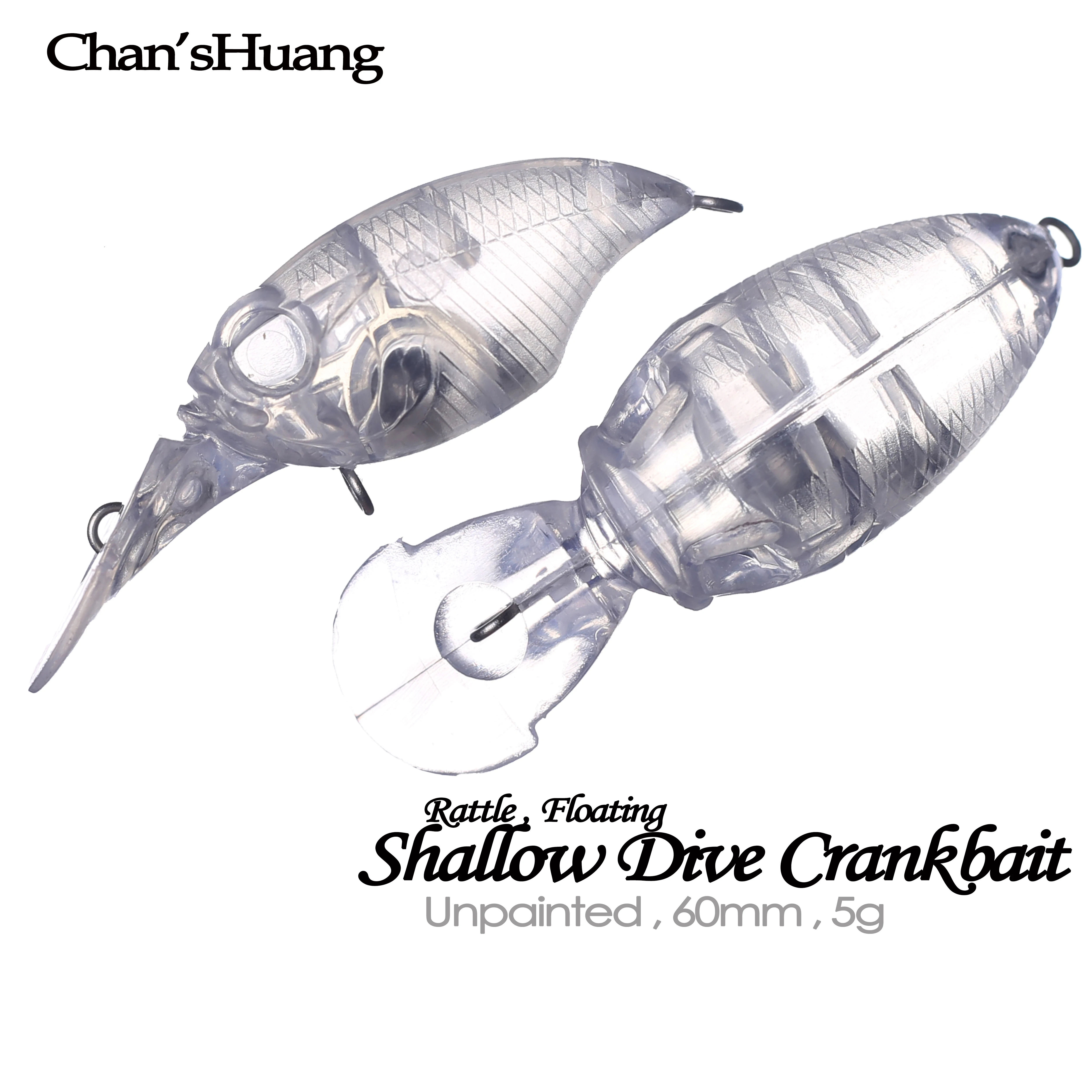Chan-sHuang-20PCS-Unpainted-Blanks-Bait-60mm-5g-Rattle-Floating-Shallow ...