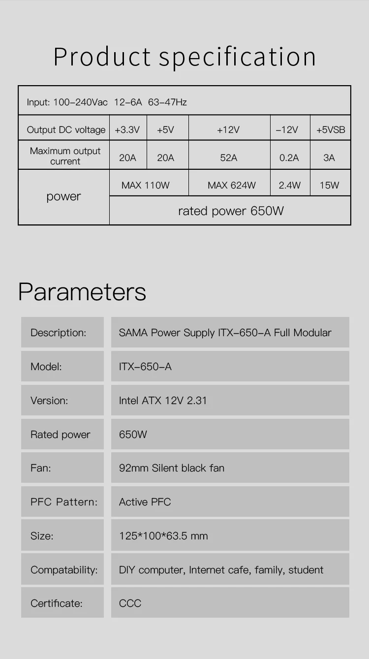 Computer Power Supply Specifications