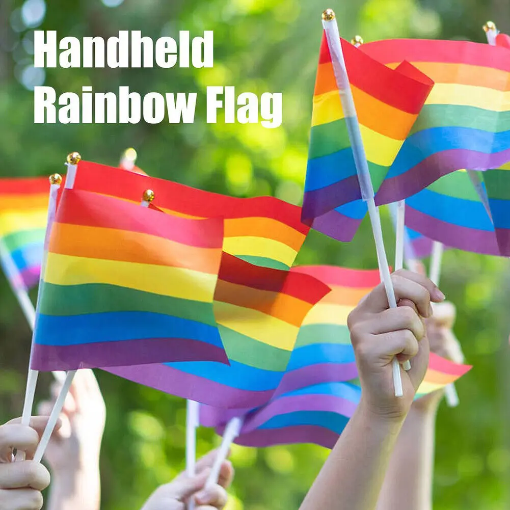 14X21cm-Rainbow-Flag-with-Flagpole-Rainbow-Gay-Lesbian-Homosexual-Bisexual-Pansexuality ...