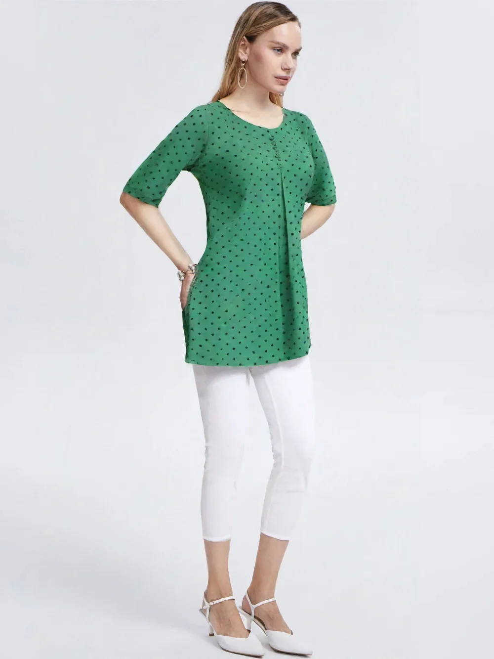 Women's 7XL Loose Shirt Spring Autumn Fashion Casual Polka Dot Print ...