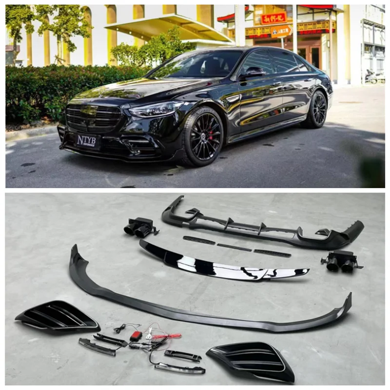 For W223 Mercedes S-Class S400 S450 S500 S580 2021 2022 2023+ ABS Black ...